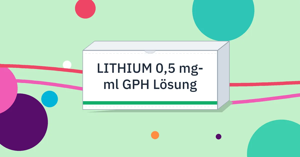 Symbolbild: Packung mit der Aufschrift LITHIUM 0,5 mg-ml GPH Lösung (PZN 20347036) – Verfügbarkeit und Bezug in Apotheken in Frankfurt am Main