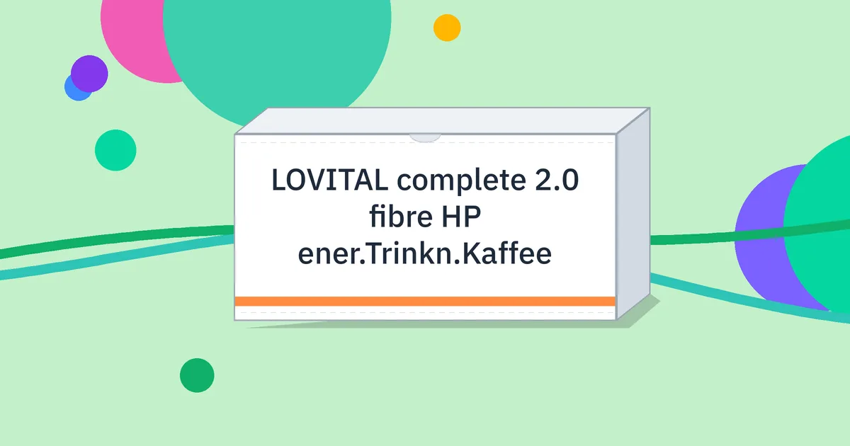 Symbolbild: Packung mit der Aufschrift LOVITAL complete 2.0 fibre HP ener.Trinkn.Kaffee (PZN 20629728) – Verfügbarkeit und Bezug in Apotheken in Frankfurt am Main