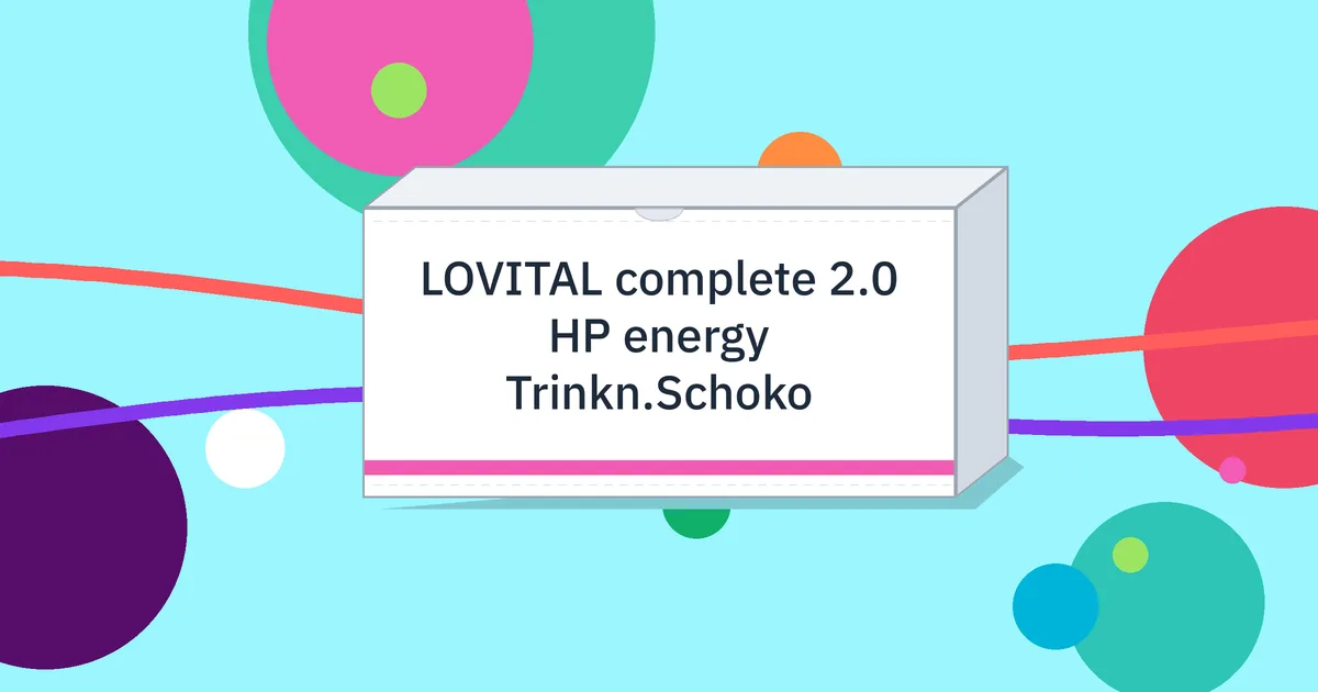 Symbolbild: Packung mit der Aufschrift LOVITAL complete 2.0 HP energy Trinkn.Schoko (PZN 20629645) – Verfügbarkeit und Bezug in Apotheken in Frankfurt am Main