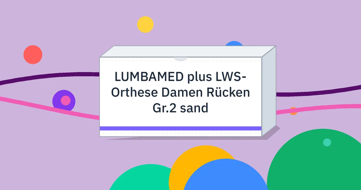 Symbolbild: Packung mit der Aufschrift LUMBAMED plus LWS-Orthese Damen Rücken Gr.2 sand (PZN 18827734) – Verfügbarkeit und Bezug in Apotheken in Frankfurt am Main