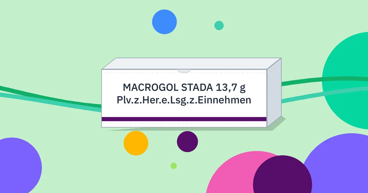 Symbolbild: Packung mit der Aufschrift MACROGOL STADA 13,7 g Plv.z.Her.e.Lsg.z.Einnehmen (PZN 09404236) – Verfügbarkeit und Bezug in Apotheken in Frankfurt am Main