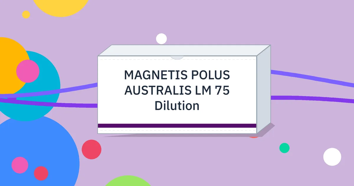 Symbolbild: Packung mit der Aufschrift MAGNETIS POLUS AUSTRALIS LM 75 Dilution (PZN 12941682) – Verfügbarkeit und Bezug in Apotheken in Frankfurt am Main
