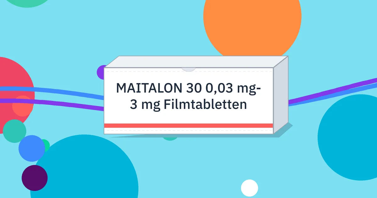 Symbolbild: Packung mit der Aufschrift MAITALON 30 0,03 mg-3 mg Filmtabletten (PZN 09648493) – Verfügbarkeit und Bezug in Apotheken in Frankfurt am Main