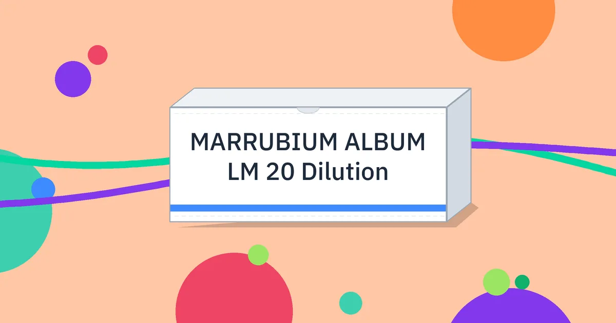 Symbolbild: Packung mit der Aufschrift MARRUBIUM ALBUM LM 20 Dilution (PZN 13601994) – Verfügbarkeit und Bezug in Apotheken in Frankfurt am Main