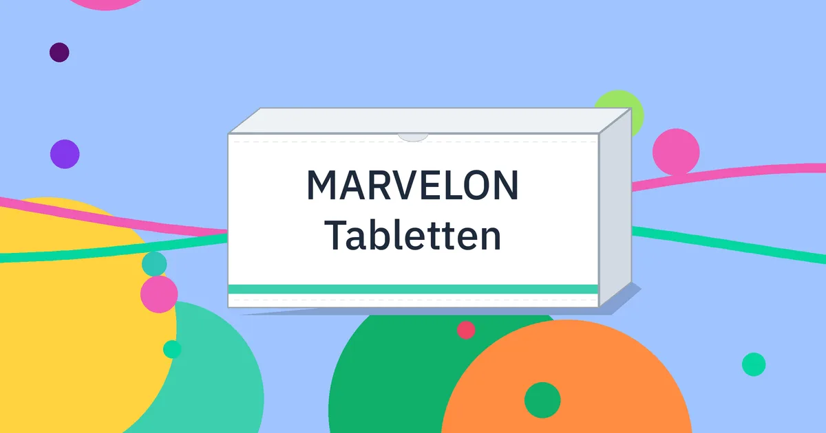 Symbolbild: Packung mit der Aufschrift MARVELON Tabletten (PZN 08874922) – Verfügbarkeit und Bezug in Apotheken in Frankfurt am Main