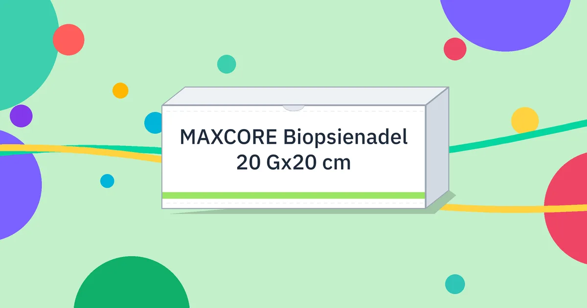 Symbolbild: Packung mit der Aufschrift MAXCORE Biopsienadel 20 Gx20 cm (PZN 07780952) – Verfügbarkeit und Bezug in Apotheken in Frankfurt am Main