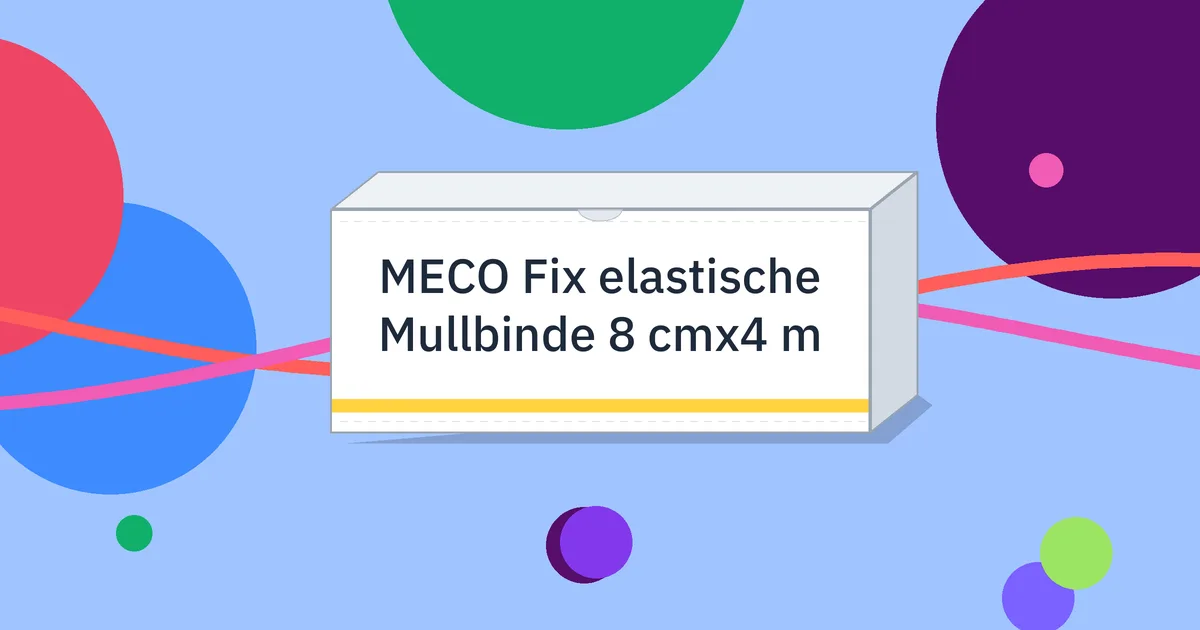 Symbolbild: Packung mit der Aufschrift MECO Fix elastische Mullbinde 8 cmx4 m (PZN 20084890) – Verfügbarkeit und Bezug in Apotheken in Frankfurt am Main
