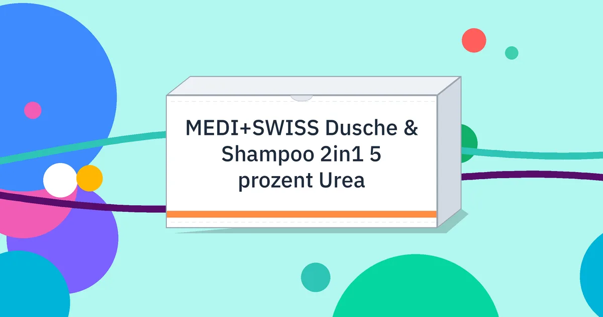 Symbolbild: Packung mit der Aufschrift MEDI+SWISS Dusche & Shampoo 2in1 5 prozent Urea (PZN 14287471) – Verfügbarkeit und Bezug in Apotheken in Frankfurt am Main