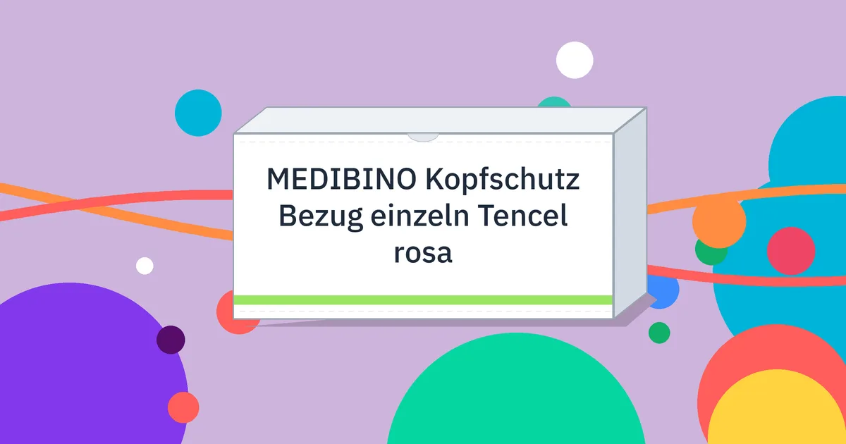 Symbolbild: Packung mit der Aufschrift MEDIBINO Kopfschutz Bezug einzeln Tencel rosa (PZN 16387490) – Verfügbarkeit und Bezug in Apotheken in Frankfurt am Main