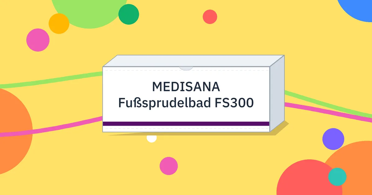 Symbolbild: Packung mit der Aufschrift MEDISANA Fußsprudelbad FS300 (PZN 19344392) – Verfügbarkeit und Bezug in Apotheken in Frankfurt am Main