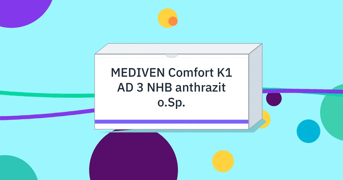 Symbolbild: Packung mit der Aufschrift MEDIVEN Comfort K1 AD 3 NHB anthrazit o.Sp. (PZN 14559863) – Verfügbarkeit und Bezug in Apotheken in Frankfurt am Main