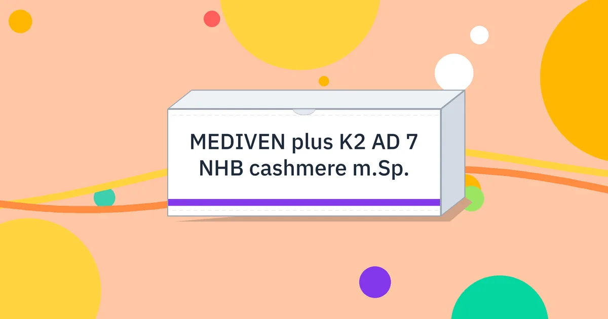 Symbolbild: Packung mit der Aufschrift MEDIVEN plus K2 AD 7 NHB cashmere m.Sp. (PZN 15936405) – Verfügbarkeit und Bezug in Apotheken in Frankfurt am Main