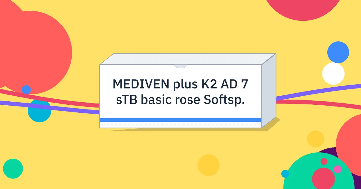 Symbolbild: Packung mit der Aufschrift MEDIVEN plus K2 AD 7 sTB basic rose Softsp. (PZN 15095851) – Verfügbarkeit und Bezug in Apotheken in Frankfurt am Main