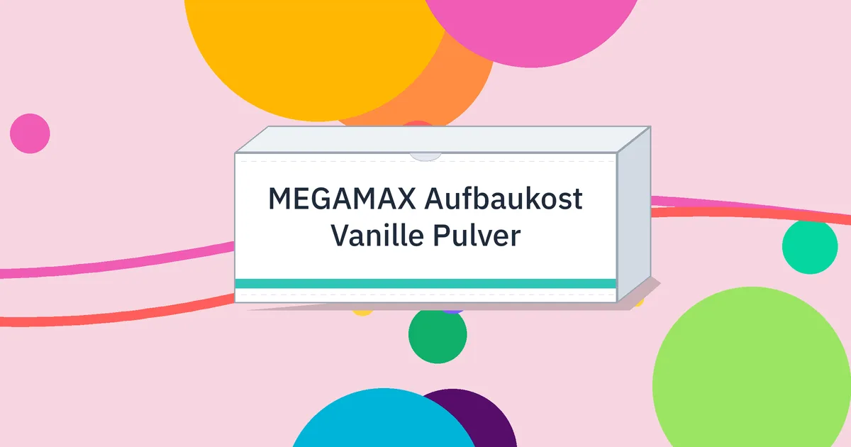 Symbolbild: Packung mit der Aufschrift MEGAMAX Aufbaukost Vanille Pulver (PZN 03246523) – Verfügbarkeit und Bezug in Apotheken in Frankfurt am Main
