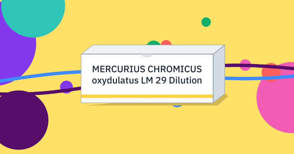 Symbolbild: Packung mit der Aufschrift MERCURIUS CHROMICUS oxydulatus LM 29 Dilution (PZN 12949703) – Verfügbarkeit und Bezug in Apotheken in Frankfurt am Main