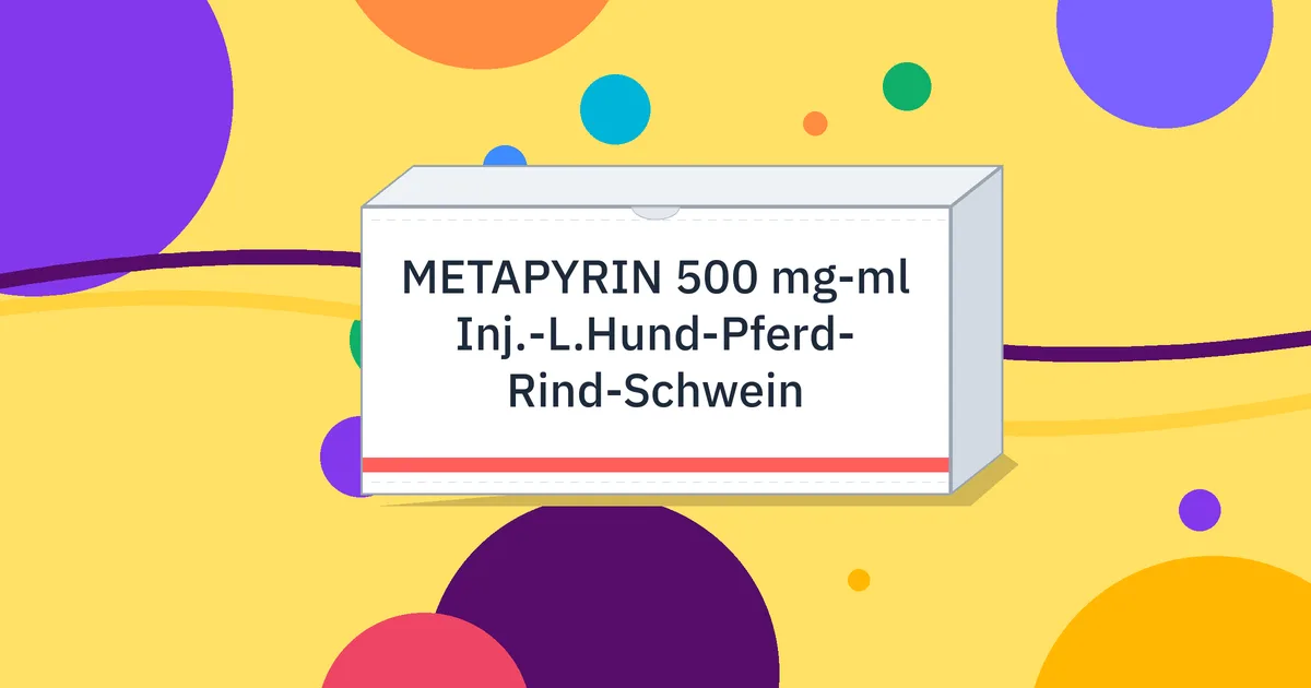 Symbolbild: Packung mit der Aufschrift METAPYRIN 500 mg-ml Inj.-L.Hund-Pferd-Rind-Schwein (PZN 14022092) – Verfügbarkeit und Bezug in Apotheken in Frankfurt am Main