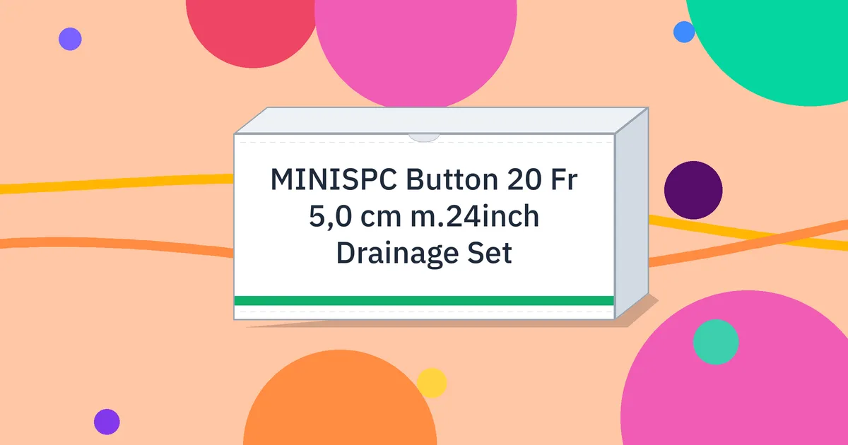 Symbolbild: Packung mit der Aufschrift MINISPC Button 20 Fr 5,0 cm m.24inch Drainage Set (PZN 20822402) – Verfügbarkeit und Bezug in Apotheken in Frankfurt am Main