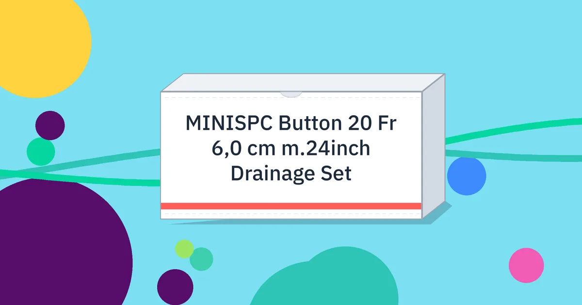 Symbolbild: Packung mit der Aufschrift MINISPC Button 20 Fr 6,0 cm m.24inch Drainage Set (PZN 20822425) – Verfügbarkeit und Bezug in Apotheken in Frankfurt am Main
