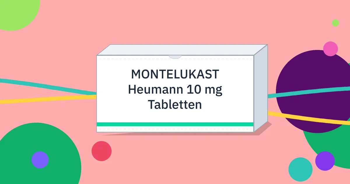 Symbolbild: Packung mit der Aufschrift MONTELUKAST Heumann 10 mg Tabletten (PZN 09673568) – Verfügbarkeit und Bezug in Apotheken in Frankfurt am Main
