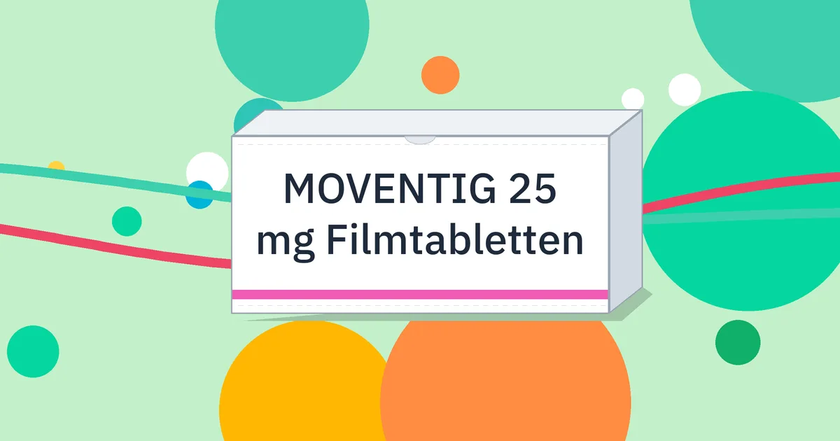 Symbolbild: Packung mit der Aufschrift MOVENTIG 25 mg Filmtabletten (PZN 14057713) – Verfügbarkeit und Bezug in Apotheken in Frankfurt am Main