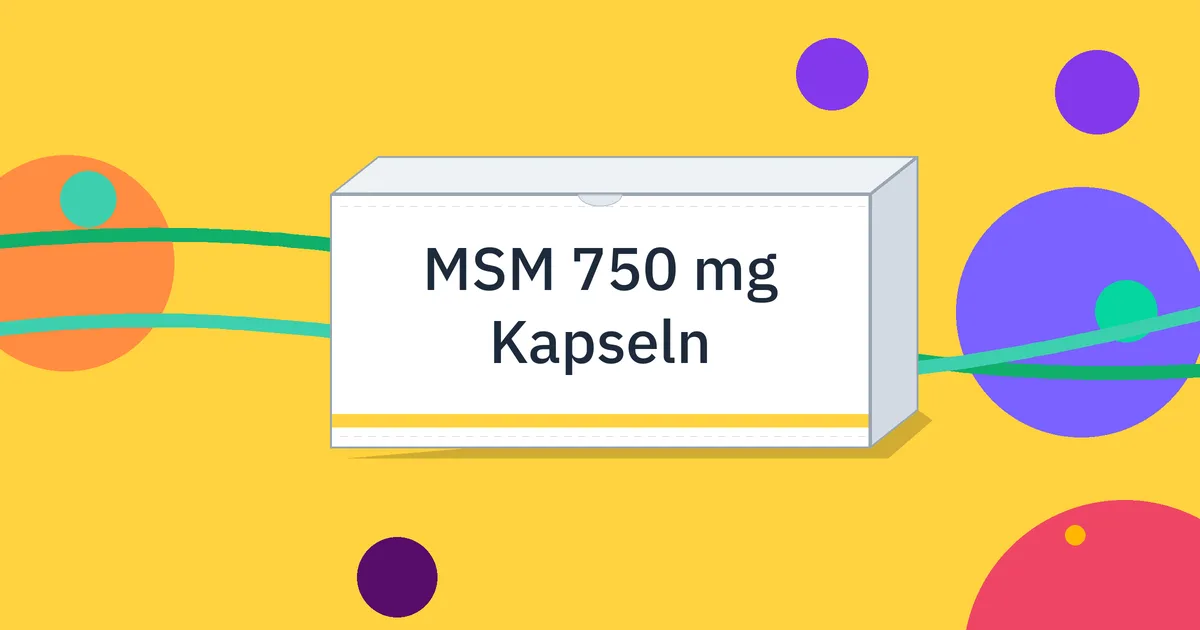 Symbolbild: Packung mit der Aufschrift MSM 750 mg Kapseln (PZN 19337481) – Verfügbarkeit und Bezug in Apotheken in Frankfurt am Main