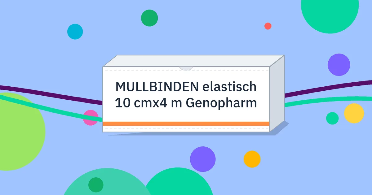 Symbolbild: Packung mit der Aufschrift MULLBINDEN elastisch 10 cmx4 m Genopharm (PZN 08672785) – Verfügbarkeit und Bezug in Apotheken in Frankfurt am Main