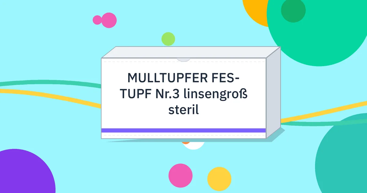 Symbolbild: Packung mit der Aufschrift MULLTUPFER FES-TUPF Nr.3 linsengroß steril (PZN 14266411) – Verfügbarkeit und Bezug in Apotheken in Frankfurt am Main