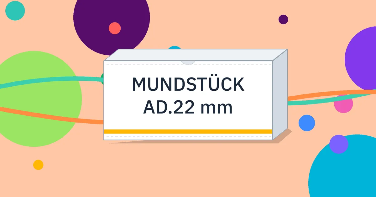Symbolbild: Packung mit der Aufschrift MUNDSTÜCK AD.22 mm (PZN 16955793) – Verfügbarkeit und Bezug in Apotheken in Frankfurt am Main