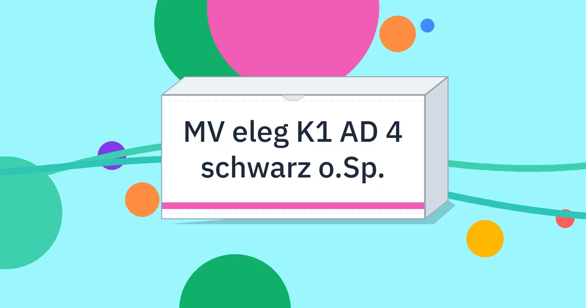Symbolbild: Packung mit der Aufschrift MV eleg K1 AD 4 schwarz o.Sp. (PZN 00333322) – Verfügbarkeit und Bezug in Apotheken in Frankfurt am Main