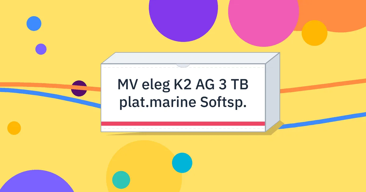 Symbolbild: Packung mit der Aufschrift MV eleg K2 AG 3 TB plat.marine Softsp. (PZN 15283630) – Verfügbarkeit und Bezug in Apotheken in Frankfurt am Main