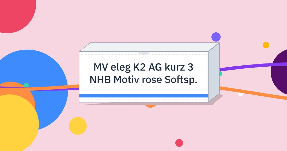 Symbolbild: Packung mit der Aufschrift MV eleg K2 AG kurz 3 NHB Motiv rose Softsp. (PZN 15707923) – Verfügbarkeit und Bezug in Apotheken in Frankfurt am Main