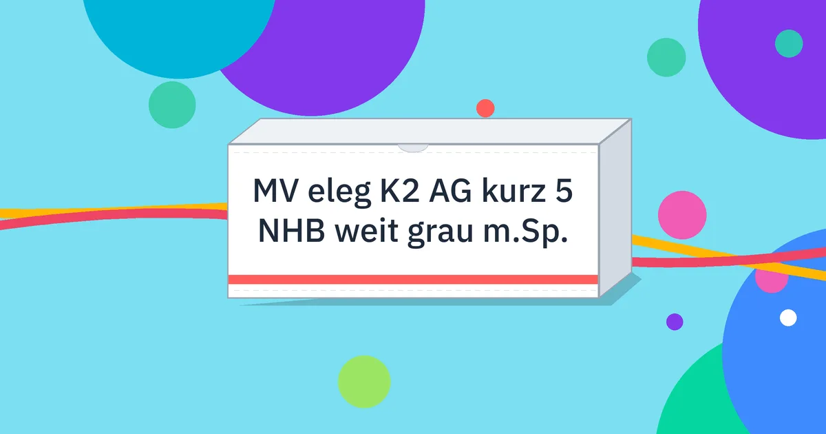 Symbolbild: Packung mit der Aufschrift MV eleg K2 AG kurz 5 NHB weit grau m.Sp. (PZN 18925106) – Verfügbarkeit und Bezug in Apotheken in Frankfurt am Main