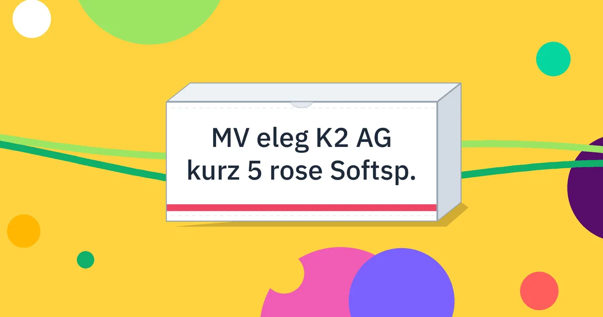Symbolbild: Packung mit der Aufschrift MV eleg K2 AG kurz 5 rose Softsp. (PZN 14698085) – Verfügbarkeit und Bezug in Apotheken in Frankfurt am Main