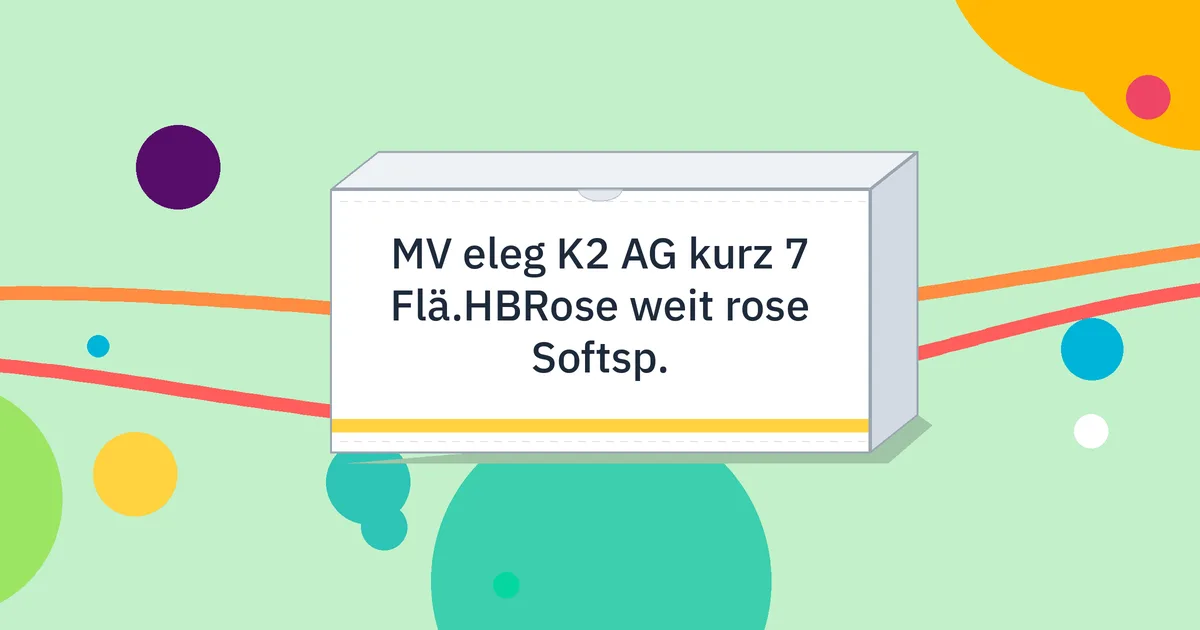 Symbolbild: Packung mit der Aufschrift MV eleg K2 AG kurz 7 Flä.HBRose weit rose Softsp. (PZN 15705999) – Verfügbarkeit und Bezug in Apotheken in Frankfurt am Main