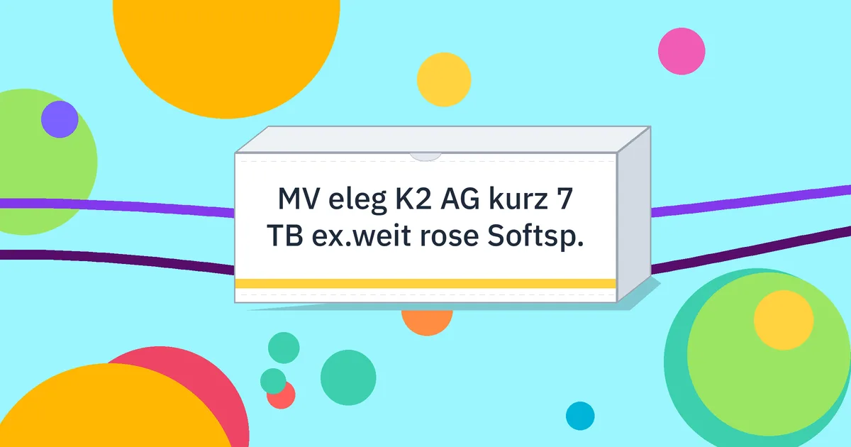 Symbolbild: Packung mit der Aufschrift MV eleg K2 AG kurz 7 TB ex.weit rose Softsp. (PZN 14697849) – Verfügbarkeit und Bezug in Apotheken in Frankfurt am Main