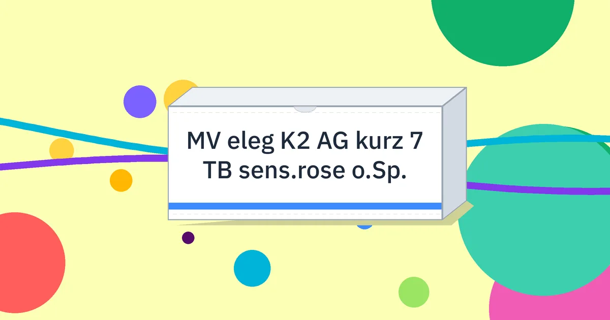 Symbolbild: Packung mit der Aufschrift MV eleg K2 AG kurz 7 TB sens.rose o.Sp. (PZN 14697163) – Verfügbarkeit und Bezug in Apotheken in Frankfurt am Main