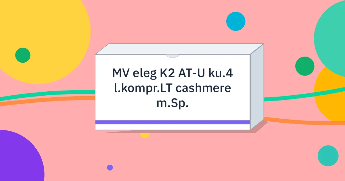 Symbolbild: Packung mit der Aufschrift MV eleg K2 AT-U ku.4 l.kompr.LT cashmere m.Sp. (PZN 14665192) – Verfügbarkeit und Bezug in Apotheken in Frankfurt am Main