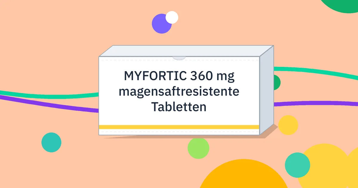 Symbolbild: Packung mit der Aufschrift MYFORTIC 360 mg magensaftresistente Tabletten (PZN 06733100) – Verfügbarkeit und Bezug in Apotheken in Frankfurt am Main