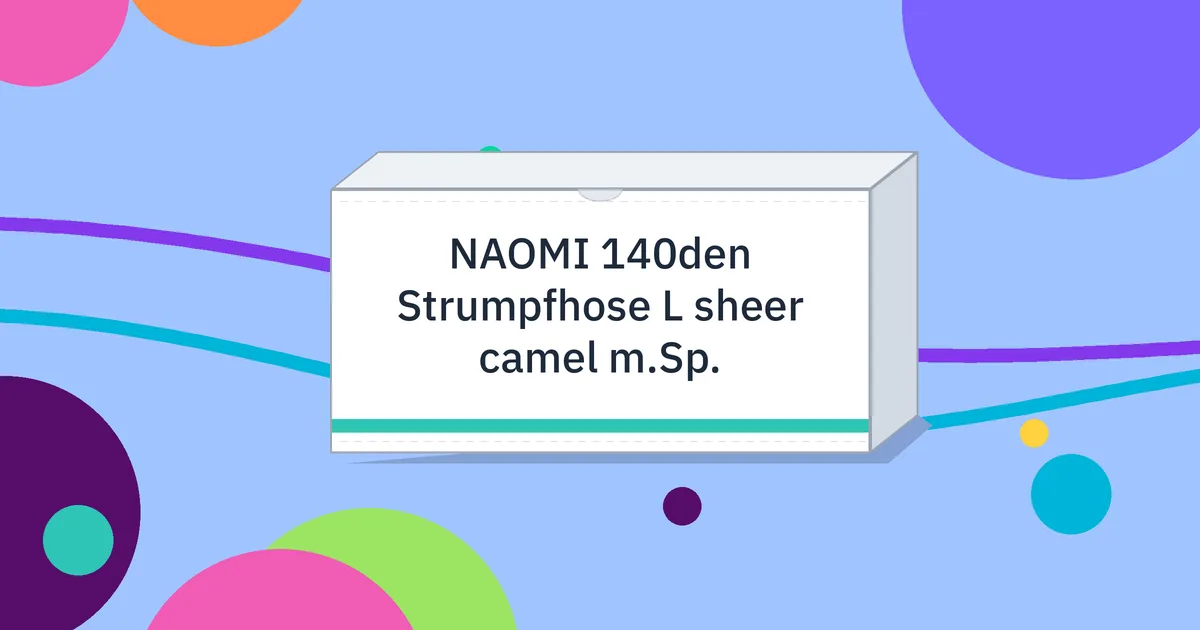 Symbolbild: Packung mit der Aufschrift NAOMI 140den Strumpfhose L sheer camel m.Sp. (PZN 16178148) – Verfügbarkeit und Bezug in Apotheken in Frankfurt am Main