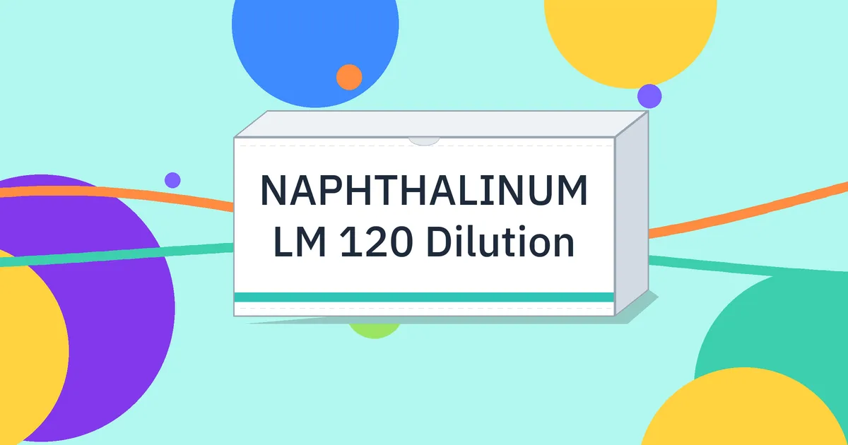 Symbolbild: Packung mit der Aufschrift NAPHTHALINUM LM 120 Dilution (PZN 12958777) – Verfügbarkeit und Bezug in Apotheken in Frankfurt am Main