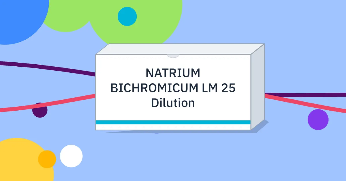 Symbolbild: Packung mit der Aufschrift NATRIUM BICHROMICUM LM 25 Dilution (PZN 12960923) – Verfügbarkeit und Bezug in Apotheken in Frankfurt am Main