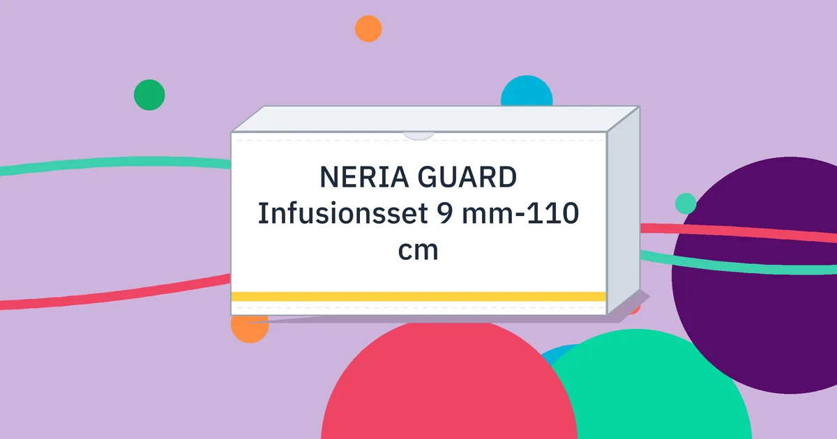 Symbolbild: Packung mit der Aufschrift NERIA GUARD Infusionsset 9 mm-110 cm (PZN 20858618) – Verfügbarkeit und Bezug in Apotheken in Frankfurt am Main
