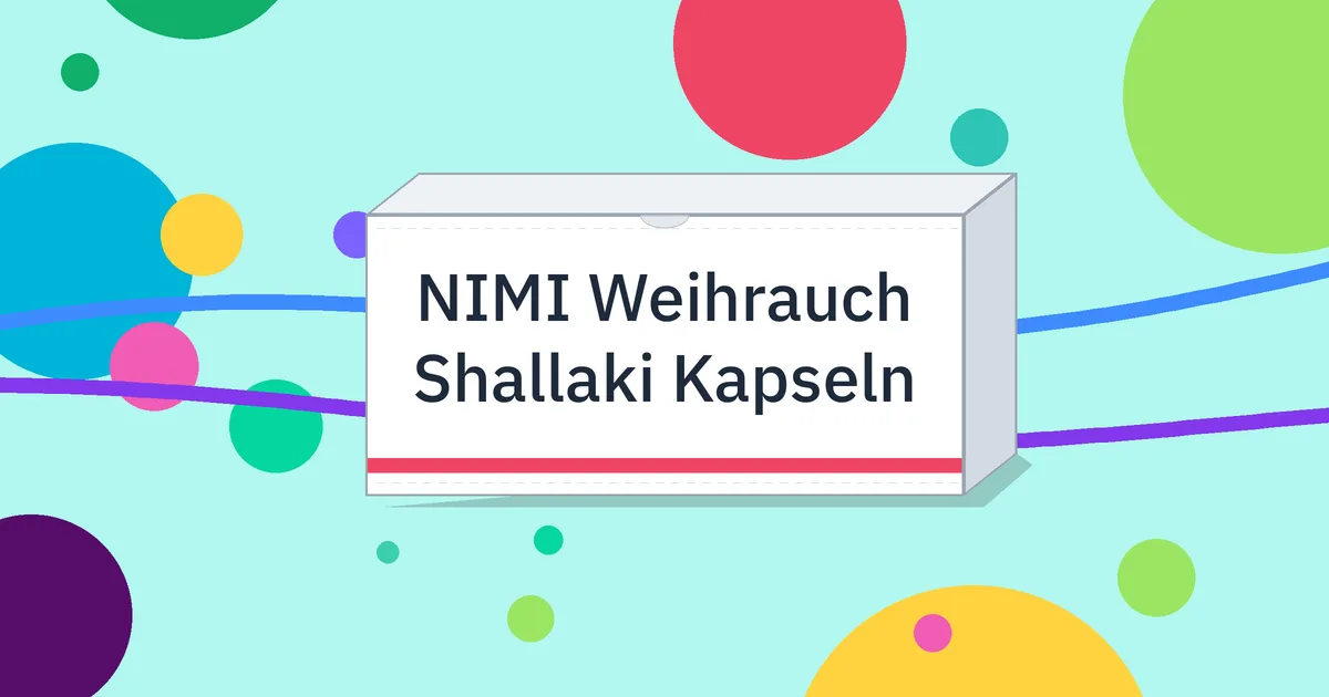 Symbolbild: Packung mit der Aufschrift NIMI Weihrauch Shallaki Kapseln (PZN 14234919) – Verfügbarkeit und Bezug in Apotheken in Frankfurt am Main