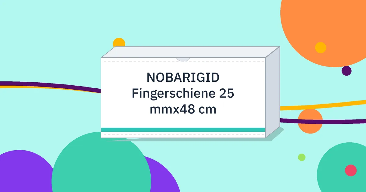 Symbolbild: Packung mit der Aufschrift NOBARIGID Fingerschiene 25 mmx48 cm (PZN 07190311) – Verfügbarkeit und Bezug in Apotheken in Frankfurt am Main