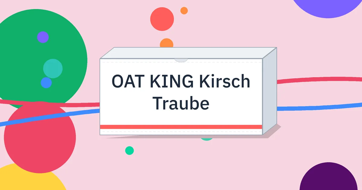 Symbolbild: Packung mit der Aufschrift OAT KING Kirsch Traube (PZN 09522214) – Verfügbarkeit und Bezug in Apotheken in Frankfurt am Main