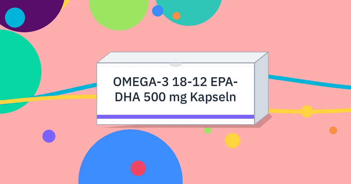 Symbolbild: Packung mit der Aufschrift OMEGA-3 18-12 EPA-DHA 500 mg Kapseln (PZN 18167077) – Verfügbarkeit und Bezug in Apotheken in Frankfurt am Main