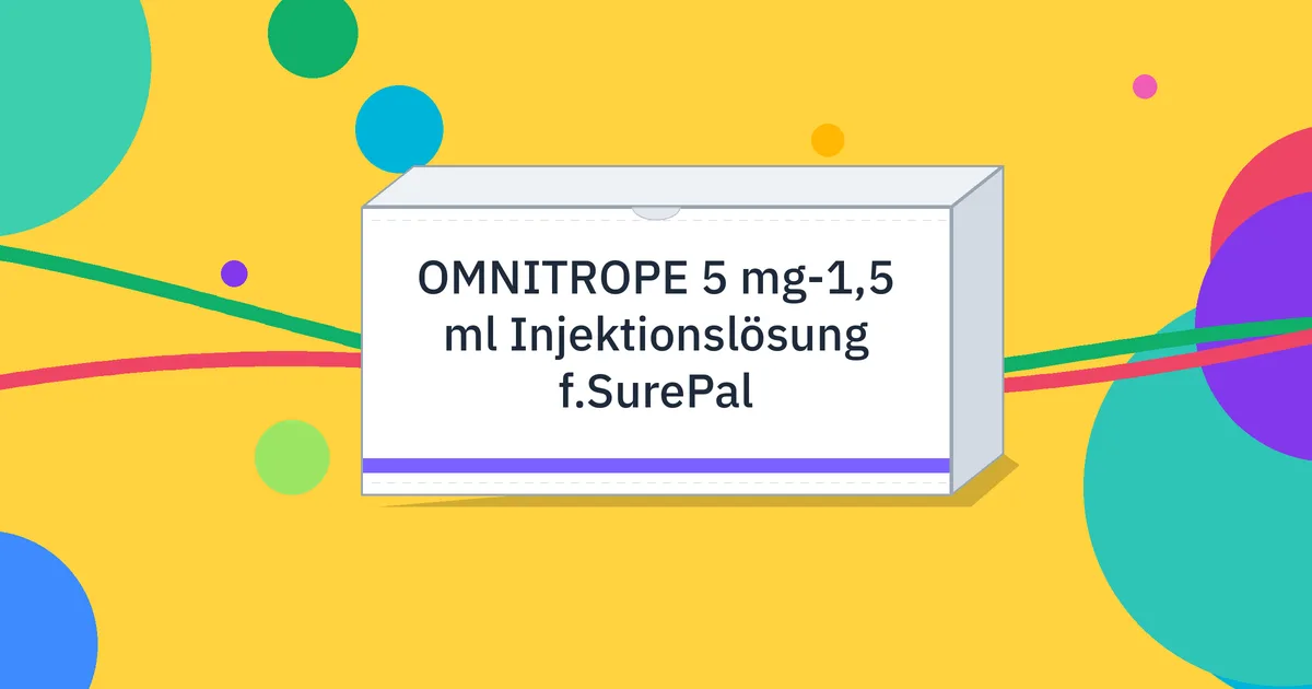 Symbolbild: Packung mit der Aufschrift OMNITROPE 5 mg-1,5 ml Injektionslösung f.SurePal (PZN 11669574) – Verfügbarkeit und Bezug in Apotheken in Frankfurt am Main