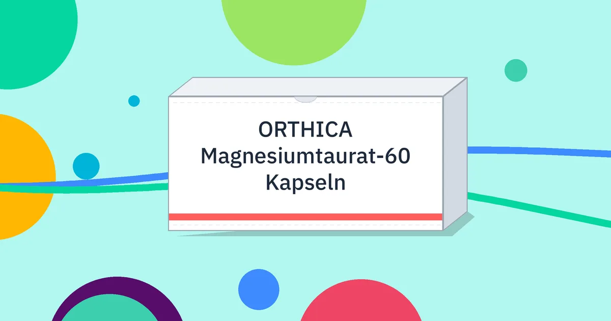 Symbolbild: Packung mit der Aufschrift ORTHICA Magnesiumtaurat-60 Kapseln (PZN 19427149) – Verfügbarkeit und Bezug in Apotheken in Frankfurt am Main