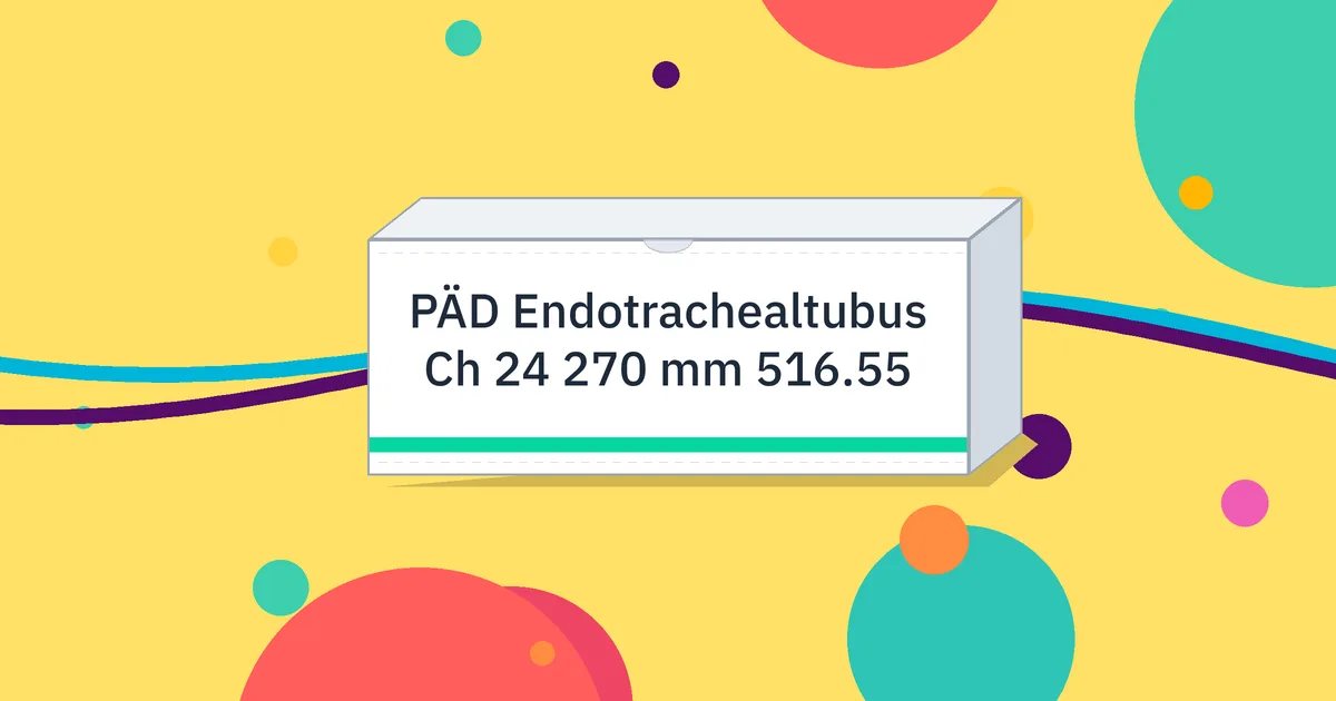 Symbolbild: Packung mit der Aufschrift PÄD Endotrachealtubus Ch 24 270 mm 516.55 (PZN 09380814) – Verfügbarkeit und Bezug in Apotheken in Frankfurt am Main