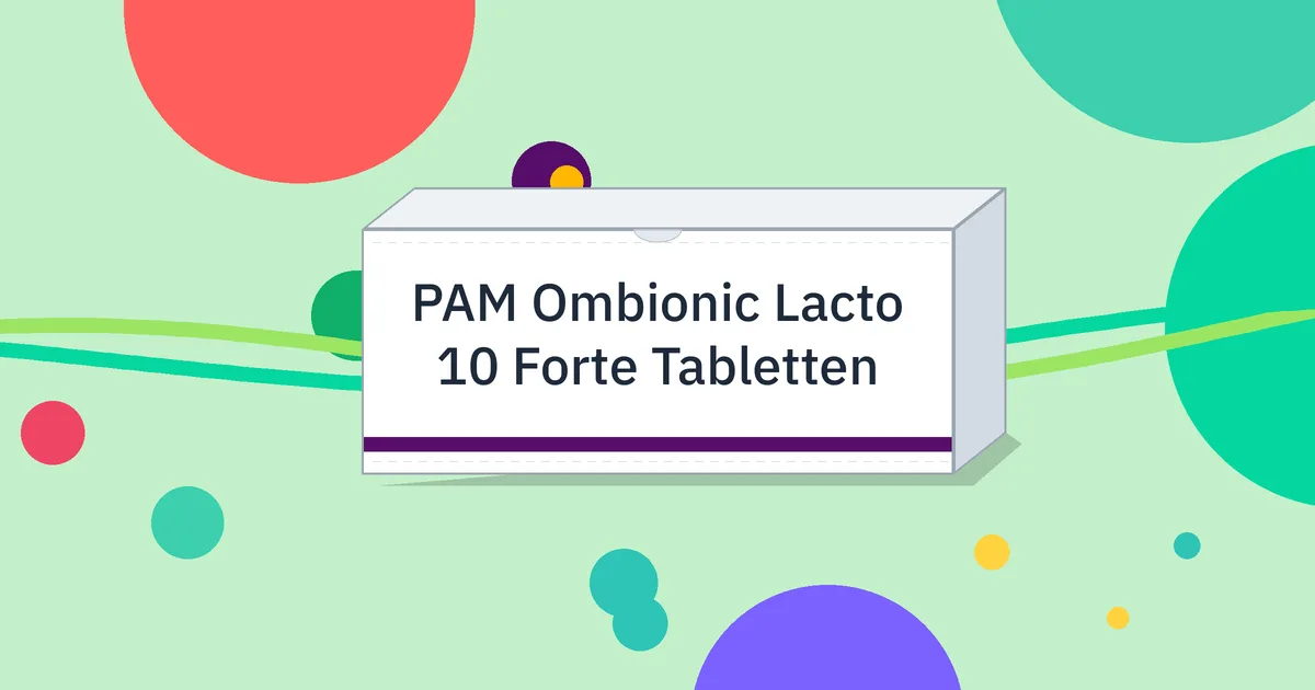 Symbolbild: Packung mit der Aufschrift PAM Ombionic Lacto 10 Forte Tabletten (PZN 20371750) – Verfügbarkeit und Bezug in Apotheken in Frankfurt am Main